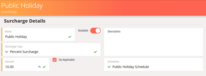 Creating scheduled surcharges